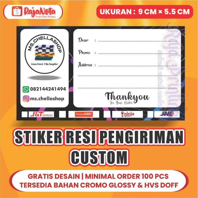 Jual Stiker Label Resi Pengiriman Olshop Custom Glossy | Shopee Indonesia