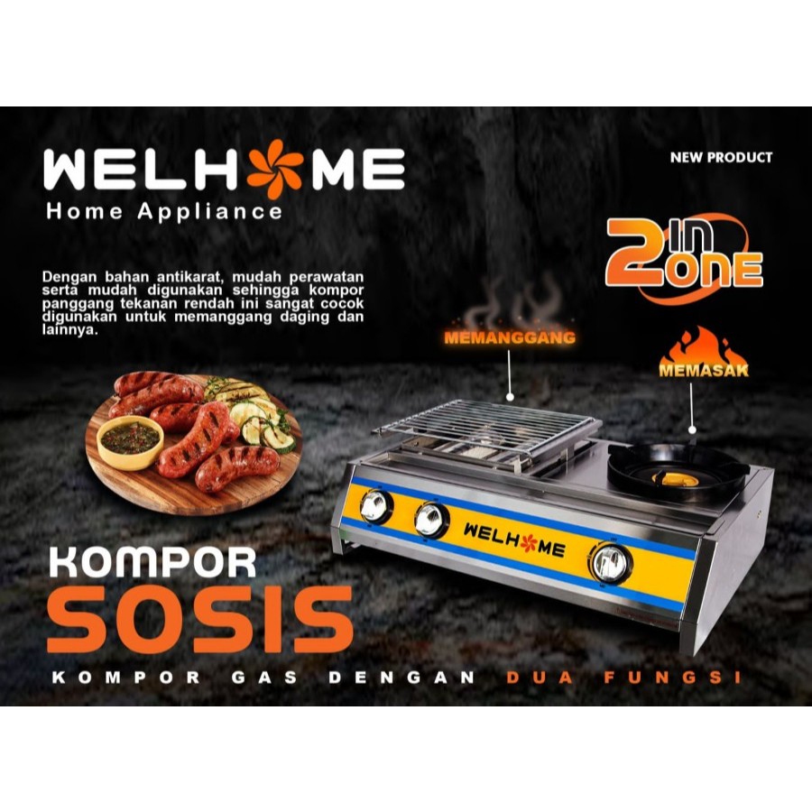 Jual Welhome Kompor Sosis WKB 100 2 in 1 / Kompor Panggangan Sosis ...