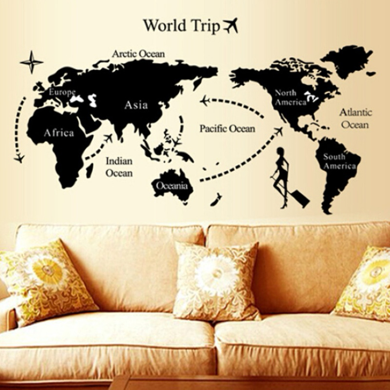Jual stiker dinding peta dunia wall sticker hiasan ruangan | Shopee ...
