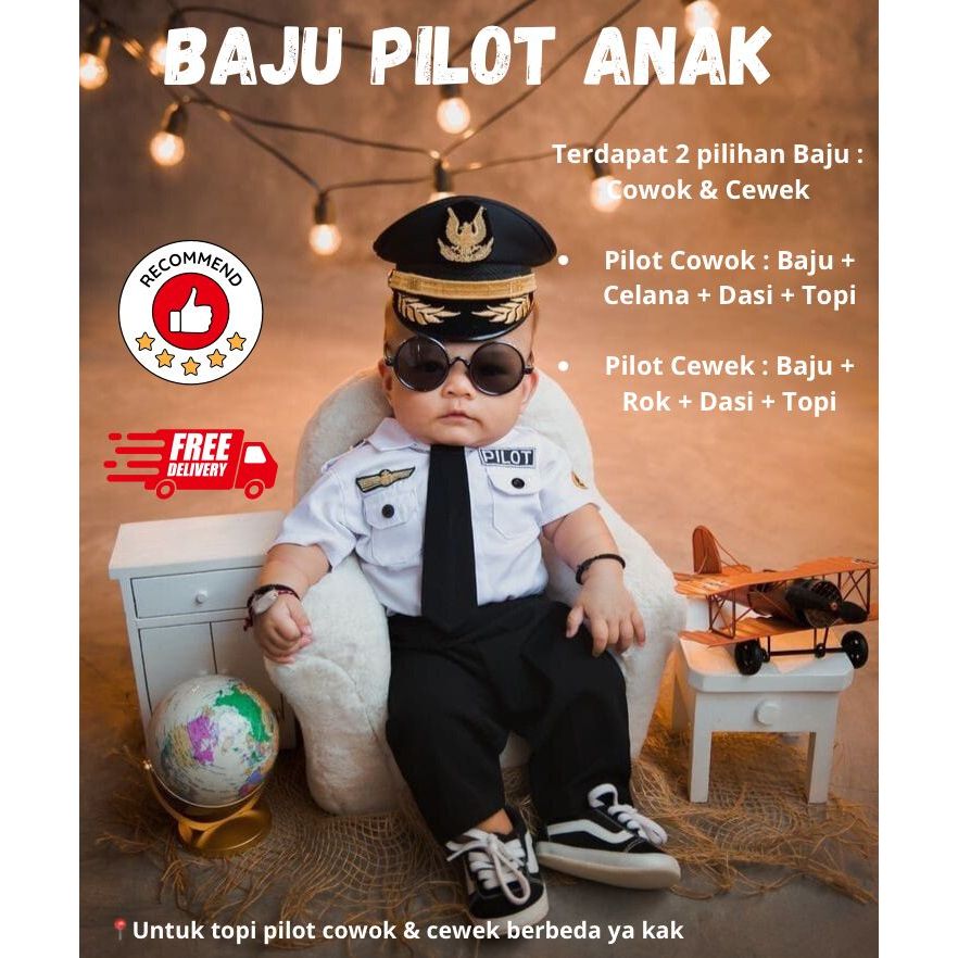 Jual Baju Profsi Pilot Anak | Kostum Karnaval Pilot Free Topi | Seragam ...