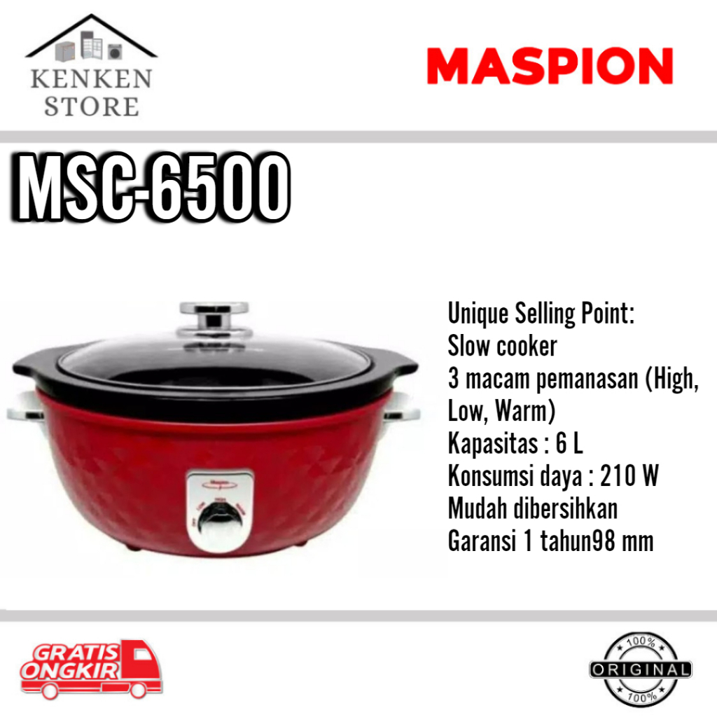 Jual SLOW COOKER MASPION MSC6500 6 LITER ELECTRIC PEMANAS MAKANAN ...