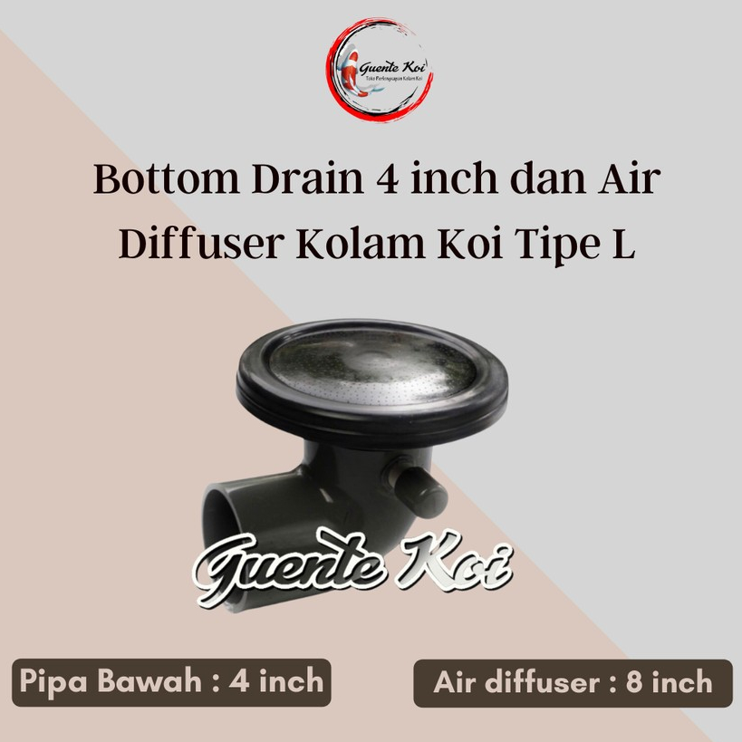 Jual Bottom Drain 4 inch dan Air Diffuser Kolam Koi Tipe L | Shopee ...