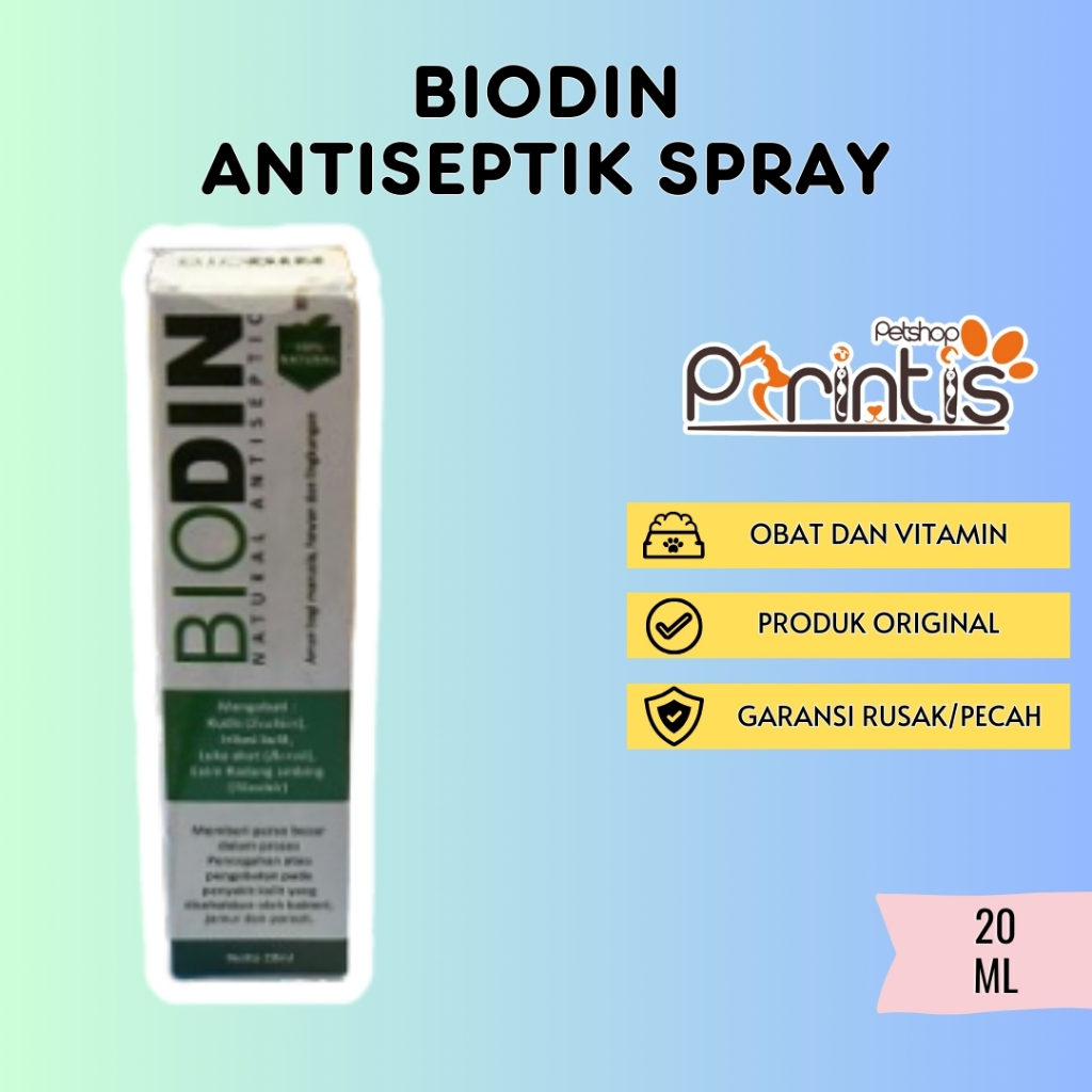 Jual Obat Semprot Antiseptik Luka Jamur Scabies Biodin Cat Dog ...