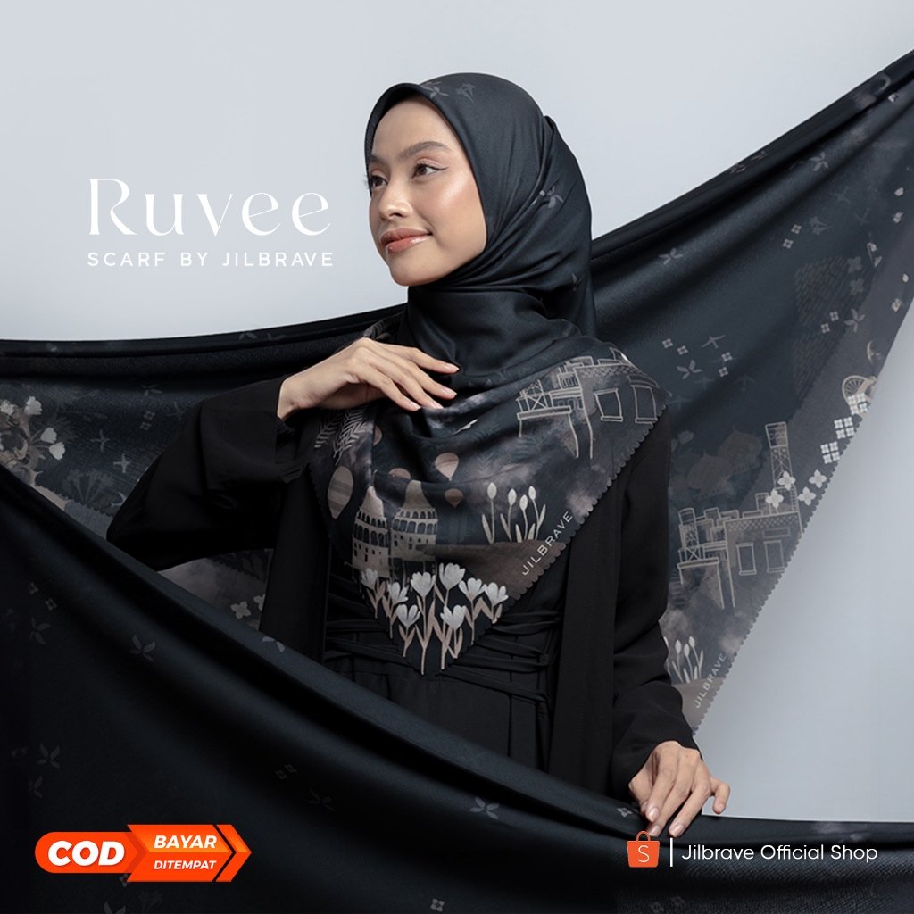 Jual Jilbrave Ruvee Scarf Hijab Motif Square Kerudung Segi Empat ...
