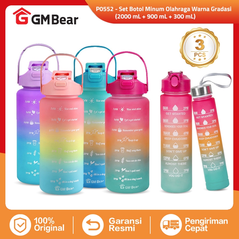 Jual GM Bear Set Botol Minum Olahraga Warna Gradasi (2000 mL + 900 mL + 300 mL) P0552 - 3in1 ...