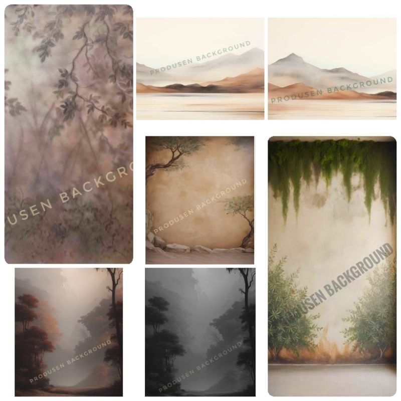 Jual Pilih Ukuran Kain Background Motif Bunga Taman Pegunungan Hutan ...
