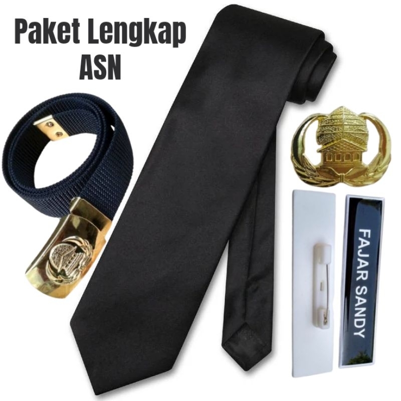 Jual Paket Lengkap Nametag ASN (Ikat Pinggang, Dasi, Nametag Dan Pin ...