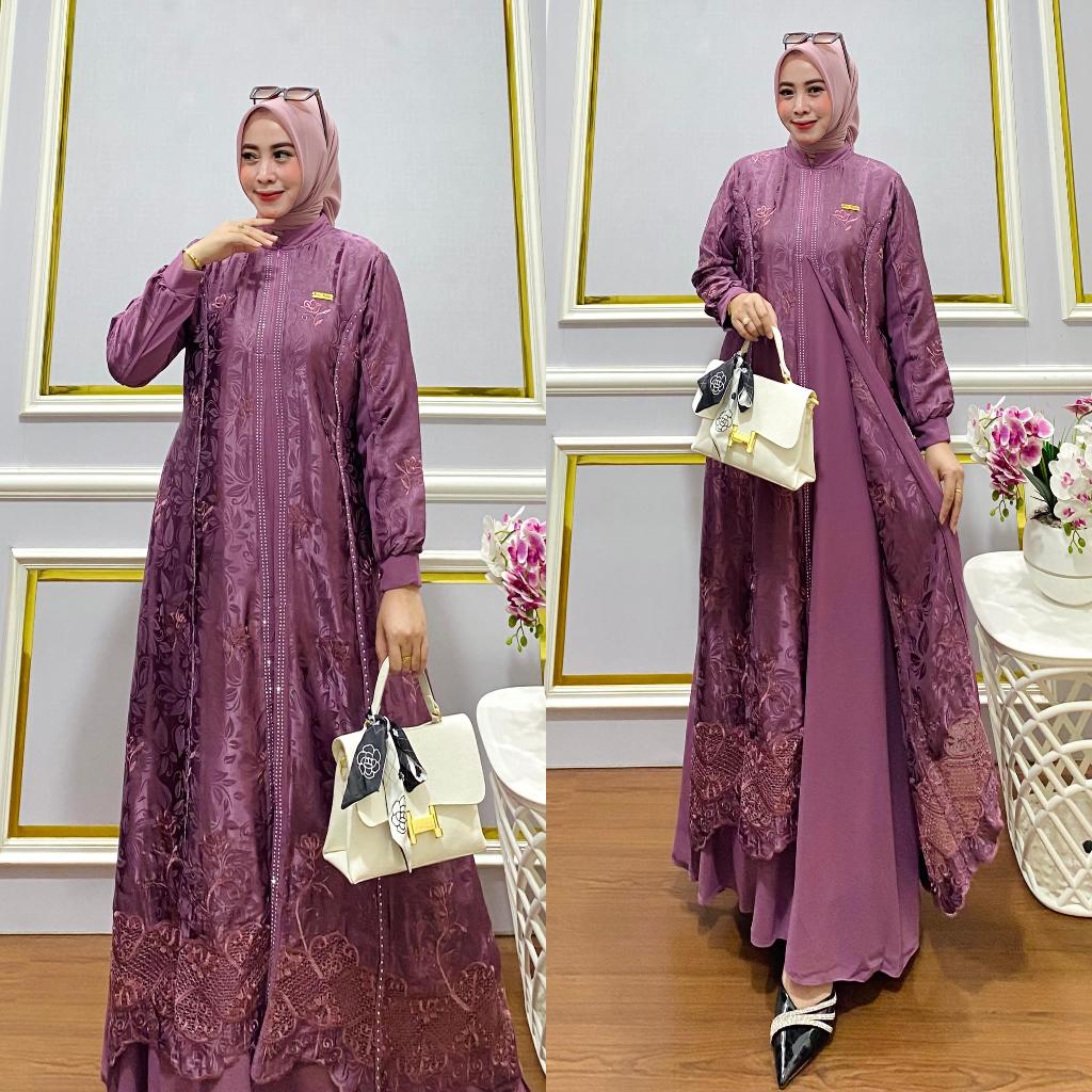 Jual Gamis Duo Tiang/Gamis Mewah Terbaru Bahan Armani Silk COD | Shopee ...