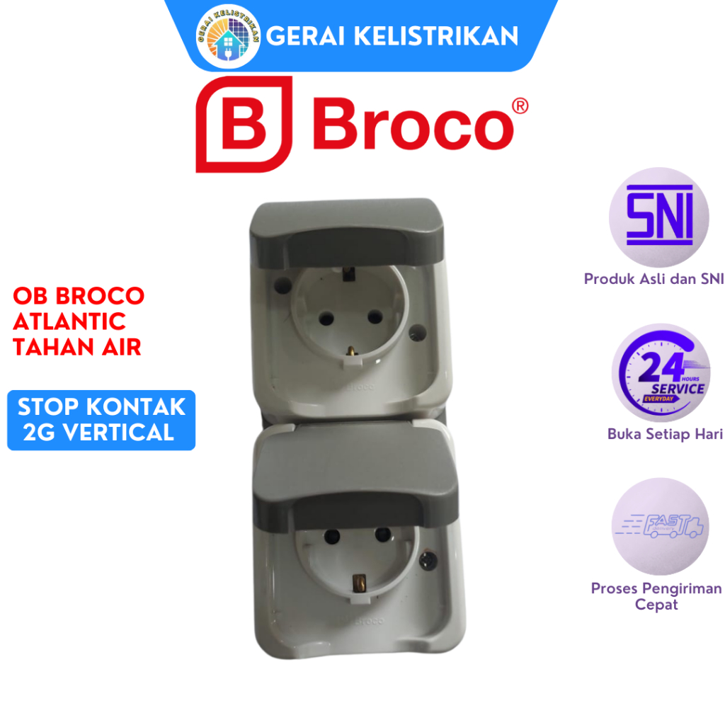 Jual BROCO Atlantic Stop Kontak 2G Vertical Outdoor Outbow | Shopee ...