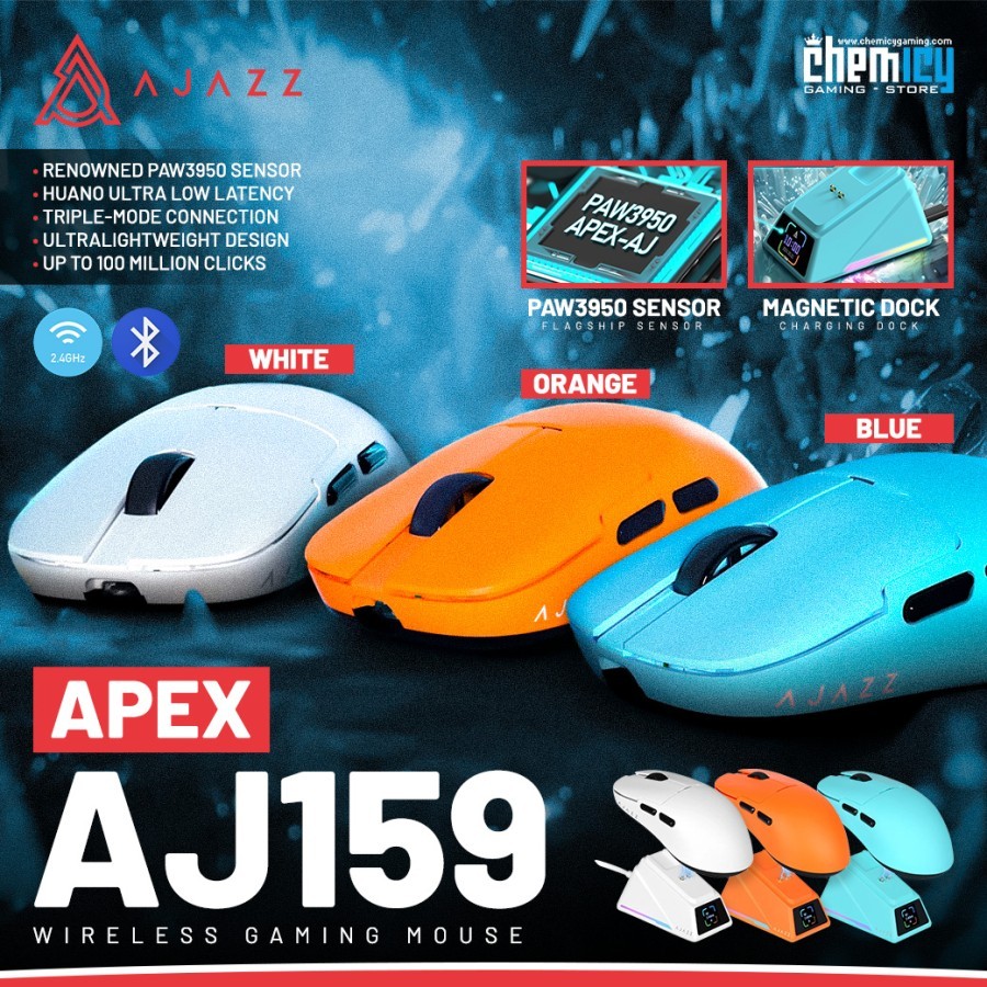 Jual Ajazz AJ159 APEX Lightweight Wireless Gaming Mouse with Magnetic Charging Base | Shopee ...