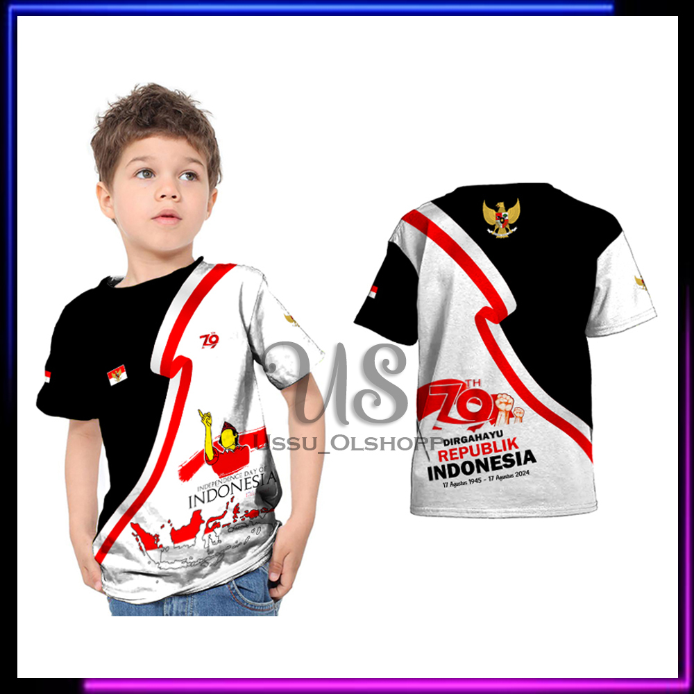 Jual Baju Kaos Jersey Anak 17 Agustus 2024 Dirgahayu HUT RI Ke-79 Fullprint | Shopee Indonesia