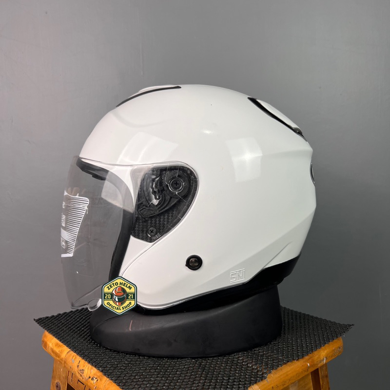 Jual HELM HALFACE KYOTO | GRADE ORI | SNI | WHITE SOLID | HELM GANTENG ...
