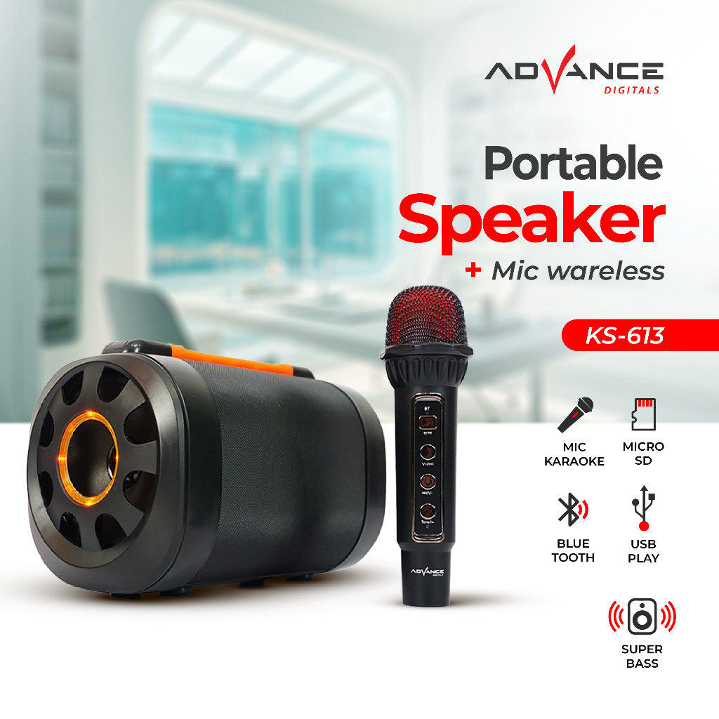 Jual Speaker advance KS-613 Speaker Portable Bluethooth FREE 1 Microphone Wireless | Shopee ...