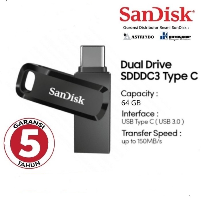 Jual Sandisk Flashdisk OTG 32GB / 64GB / 128GB / 256GB USB Type-C USB 3 ...