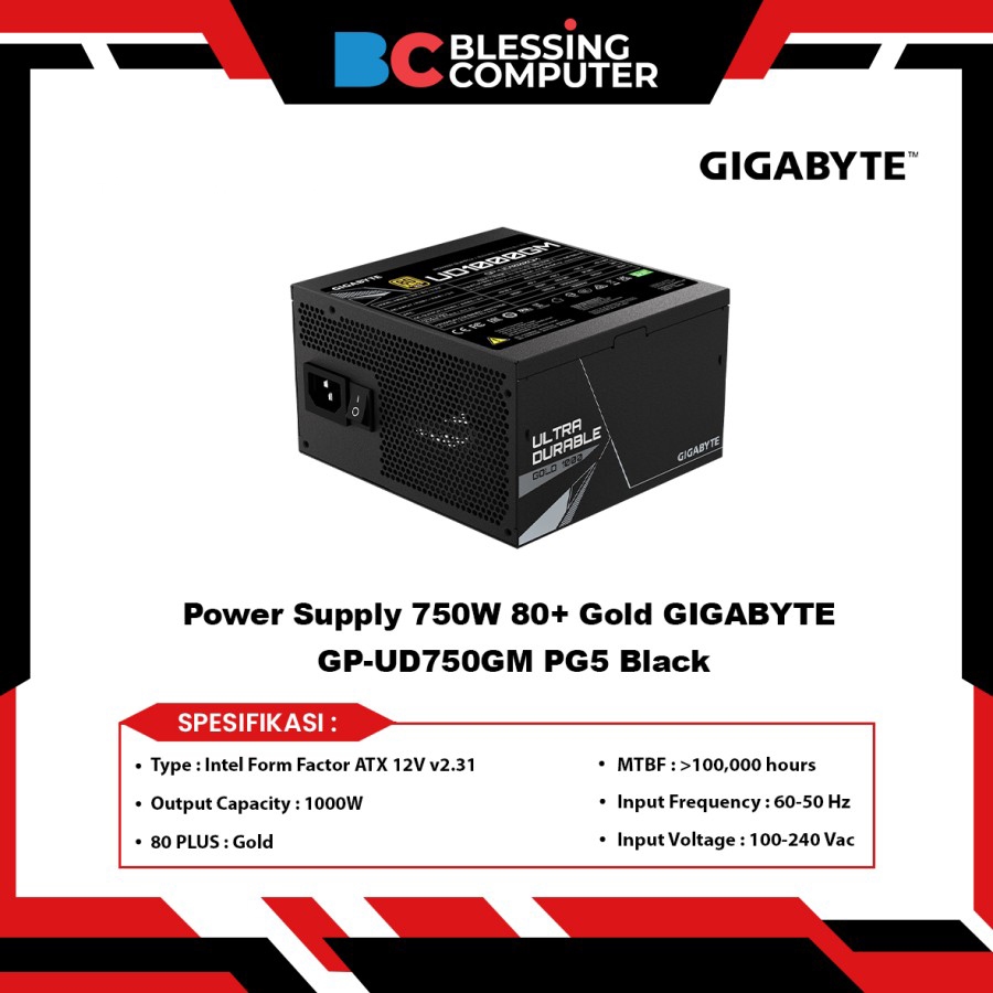 Jual Power Supply 1000W 80+ Gold GIGABYTE GP UD1000GM PG5 Black ...