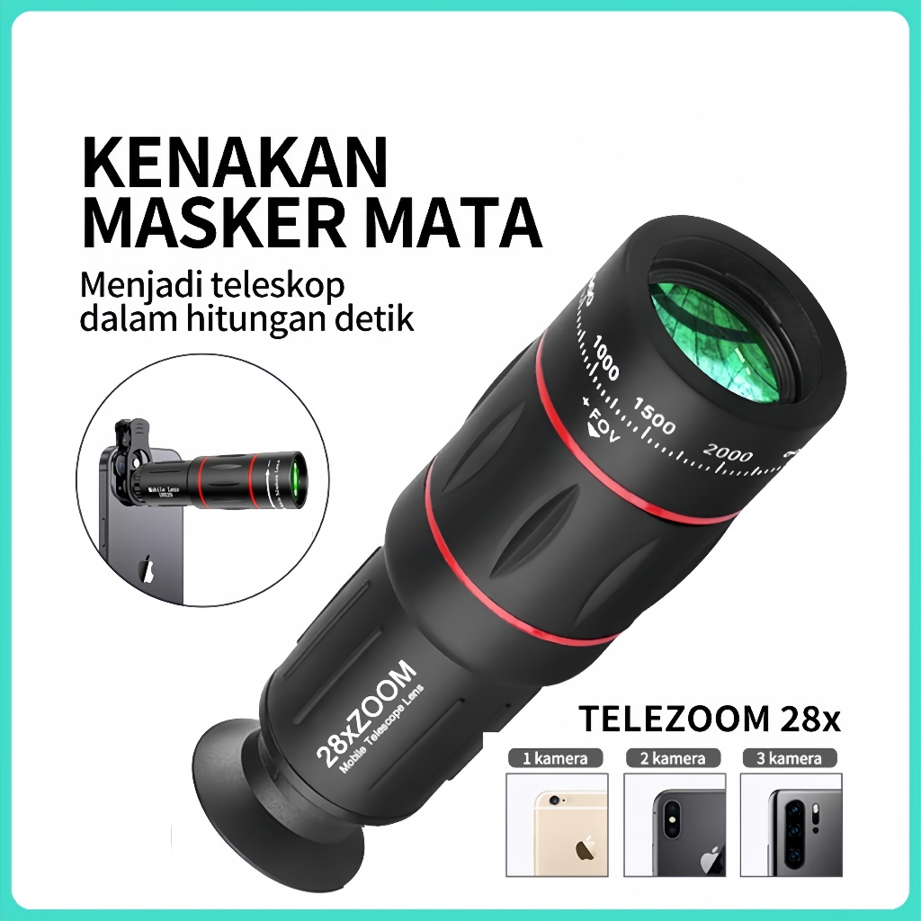 Jual 28X Lensa Tele Zomm HP Lens Kamera TeleZoom Apexel 28x25 Universal ...