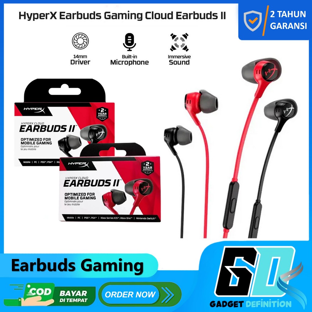 Jual HyperX Earbuds Gaming Cloud Earbuds II With Mic Earbuds Handsfree ...