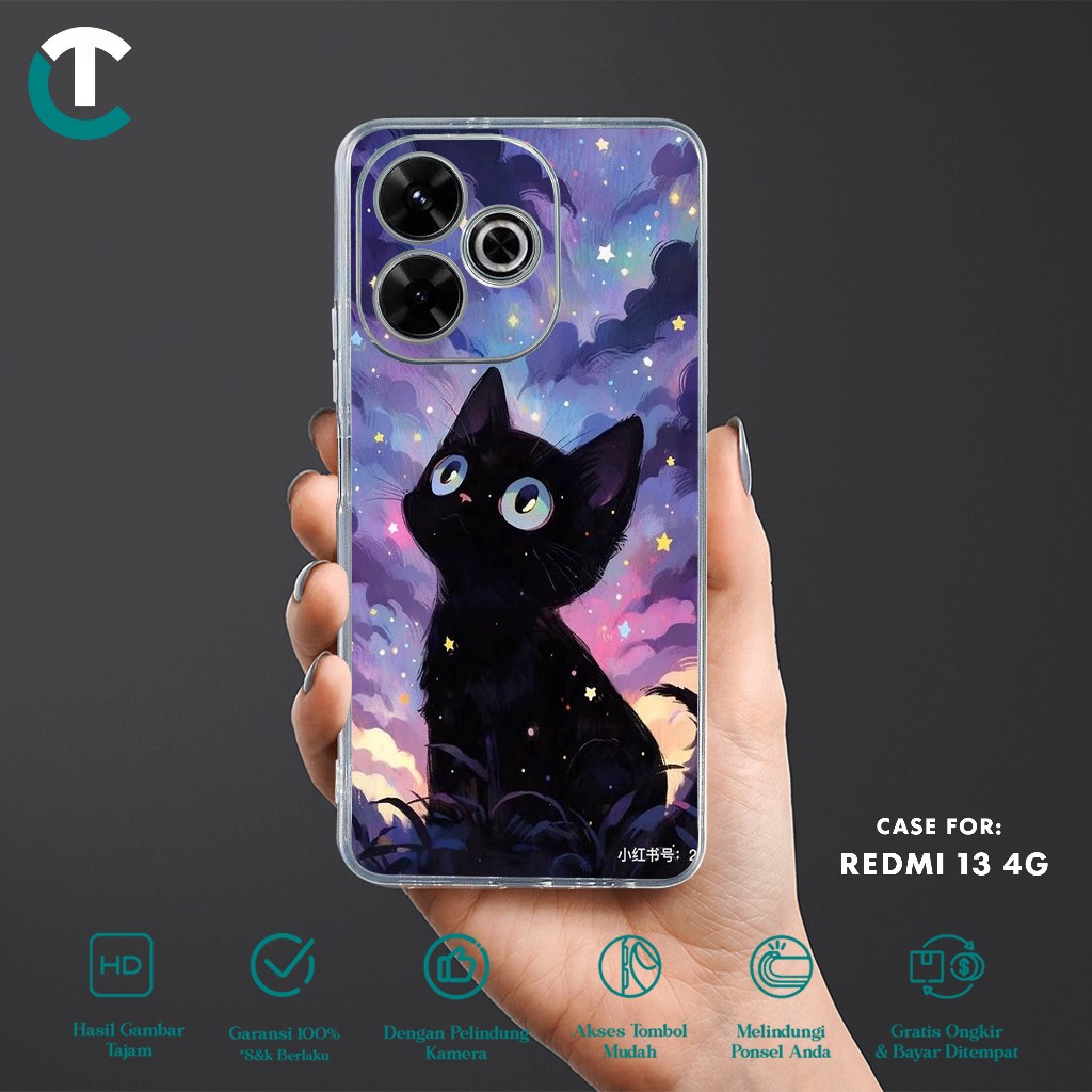 Jual Case Redmi 13 4G Casing Redmi 13 4G Motif CAT STARRY NIGHT - Clear ...