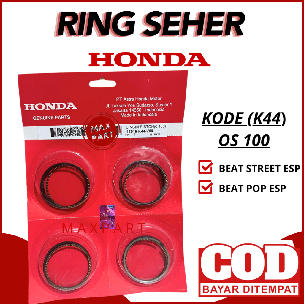 Jual RING PISTON SEHER BEAT POP ESP OVERSIZE 100 K44 HARGA SATUAN PC (1 PC) | Shopee Indonesia