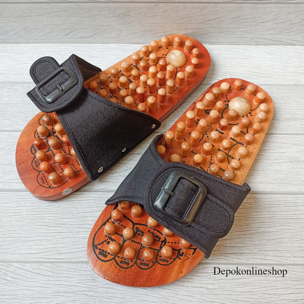 Jual Sandal Pijat Refleksi Telapak Kaki Sendal Rematik Akupuntur Terapi Kesehatan Slop Kayu Pria ...