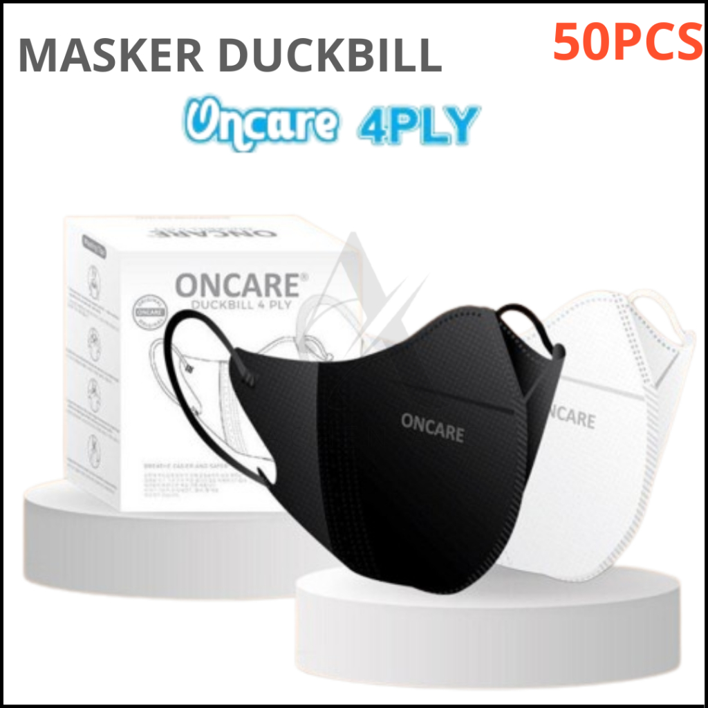 Jual Masker Duckbill ONCARE 4Ply 1Box Isi 50Pcs Duckbill ONCARE 4Ply Putih HItam | Shopee Indonesia