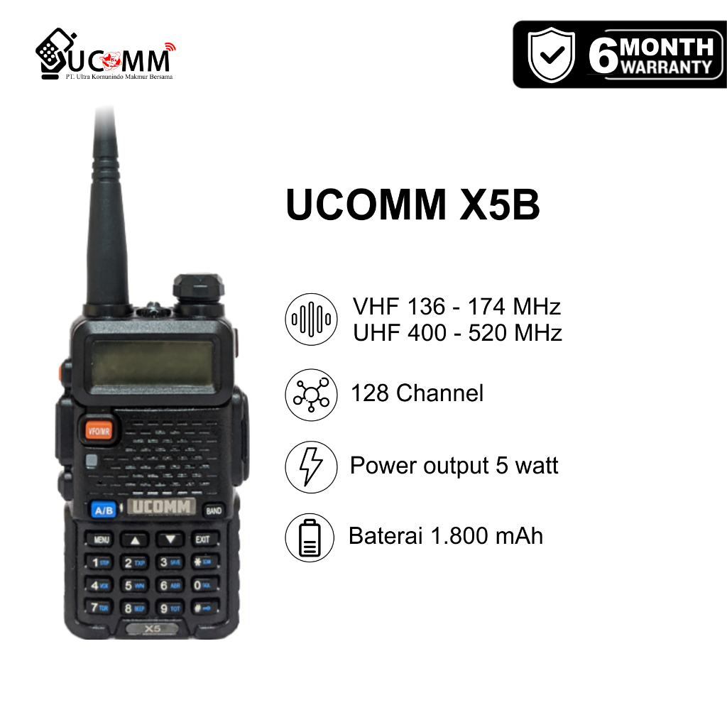 Jual UCOMM X5B X5 B HT Dual Band VHF UHF Original Garansi Resmi 6 Bulan ...