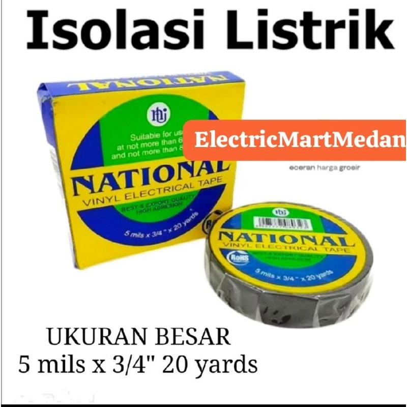 Jual isolasi listrik hitam/vinyl electrical tape/selotip kabel merek ...