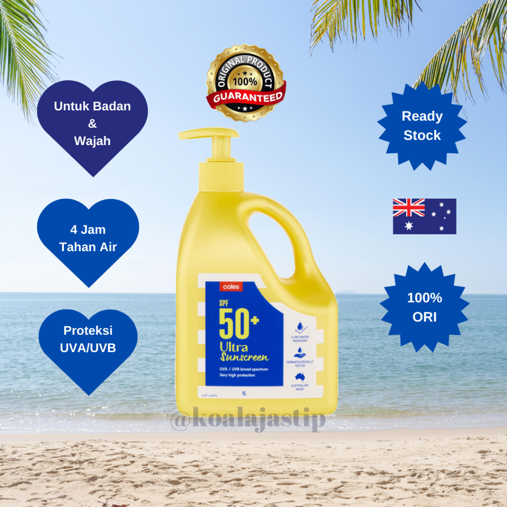 Jual Coles SPF 50+ Sunscreen Ultra Pump Australia 1 Liter/100ML | Shopee Indonesia