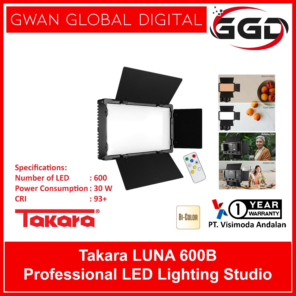 Jual Takara LUNA 600B Professional Bi-Color ighting Video Studio LED Light 55W | Shopee Indonesia