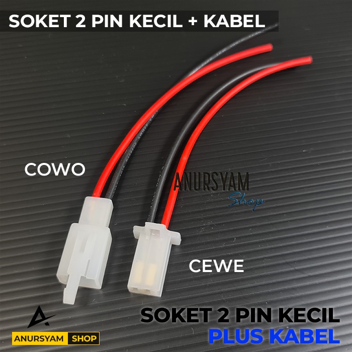 Jual [S2PK] Soket Sambung Kabel 2 Pin Kecil Plus Kabel Soket Konektor 2 ...