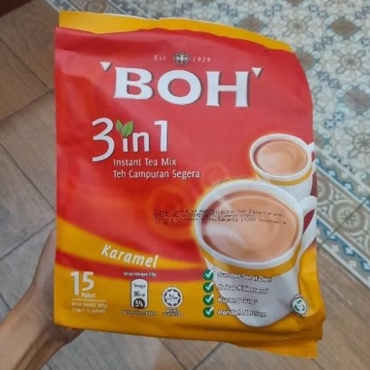 Jual BOH Milk Tea Tarik 3 in 1 teh campuran CARAMEL less sugar ( isi 15 ...