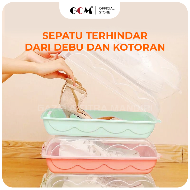 Jual Rak Plastik Sepatu Multifungsi Kotak Sepatu Transparan Susun Model ...