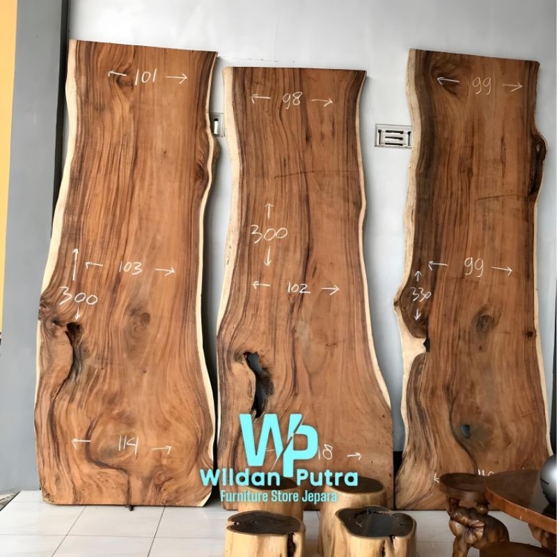 Jual TOP TABLE 3 METER PAPAN KAYU TREMBESI SOLID ALAMI 300x100CM ...