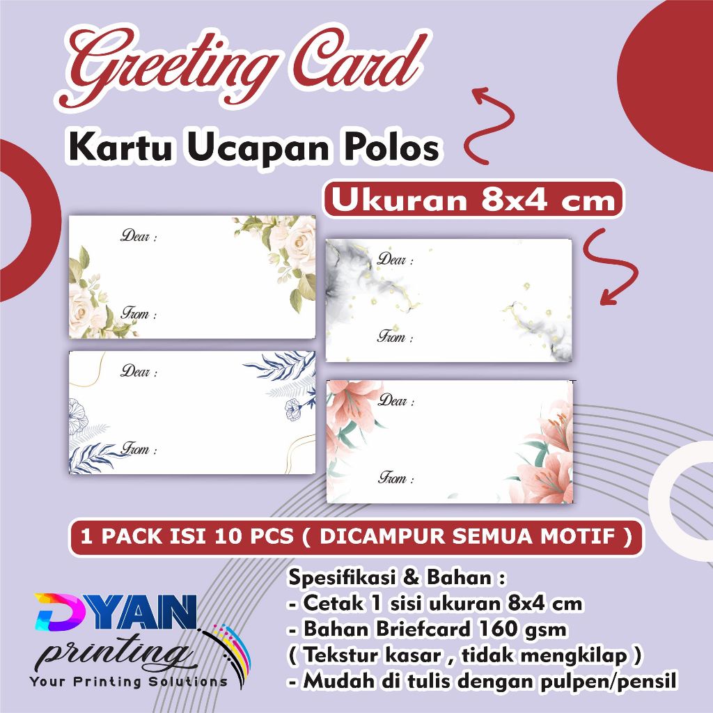 Jual 1 PACK ISI 10 KARTU UCAPAN POLOS MINI | GRETING CARD UKURAN 8X4 CM ...