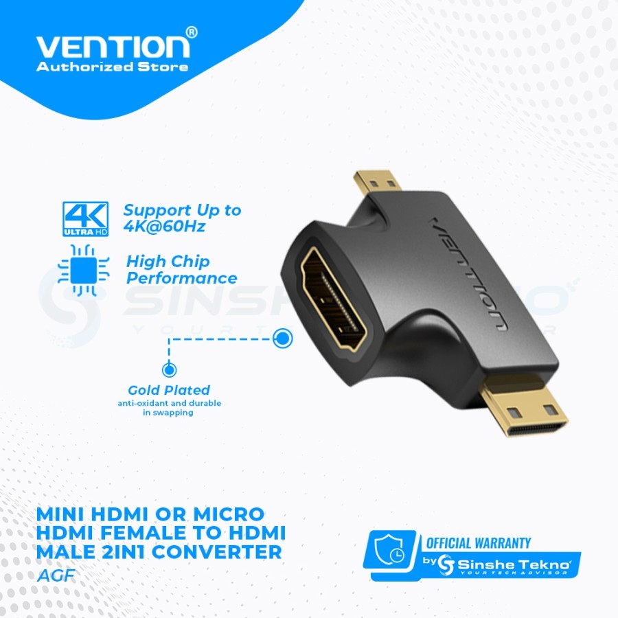 Jual Vention Adapter Converter Mini HDMI / Micro to HDMI to HDMI / Mini ...