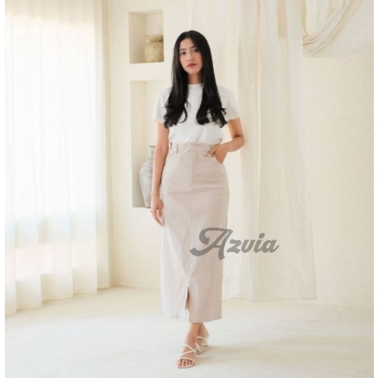 Jual Highwaist Rok Katun Twill Premium / Rok Span Panjang / Rok Wanita ...