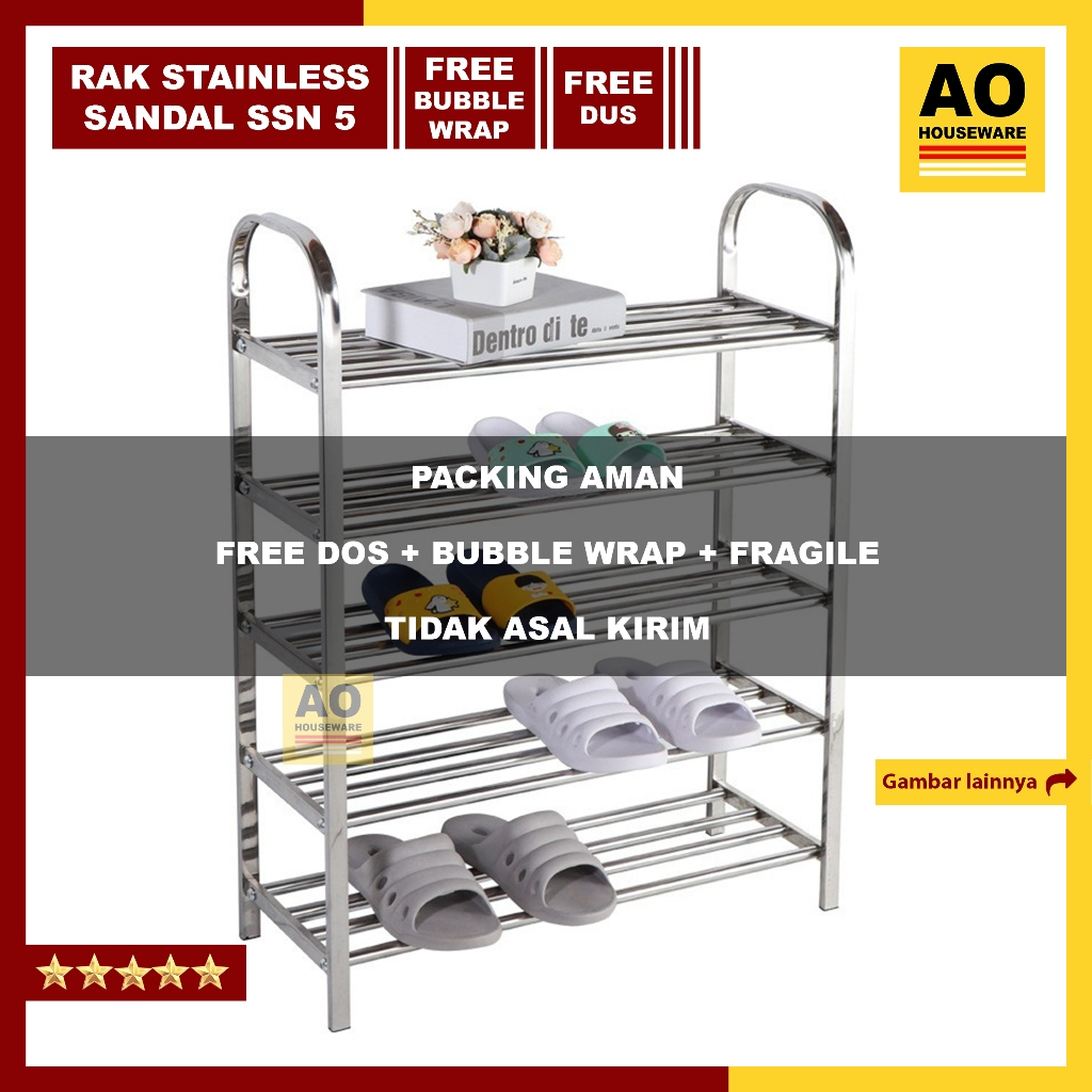 Jual Rak Sepatu / Sandal Stainless Steel Kuat Susun 3, 4 dan 5 Kotak ...