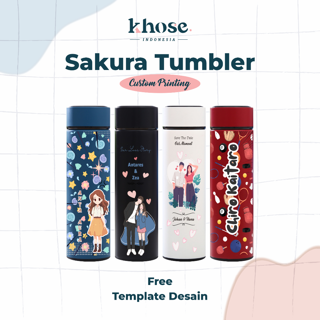 Jual KHOSE Tumblr Custom Sakura Stainless 500 ml Cetak UV Full Print ...
