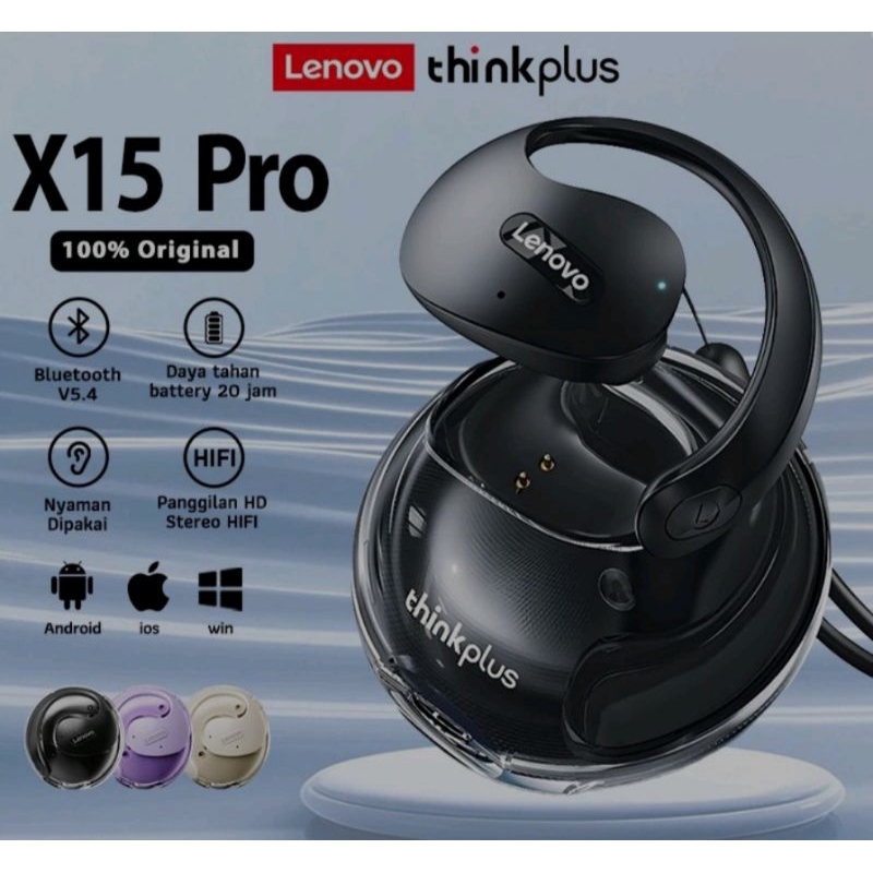 Jual Lenovo Thinkplus X15 PRO Headset Bluetooth V5.4 True Wireless Open ...
