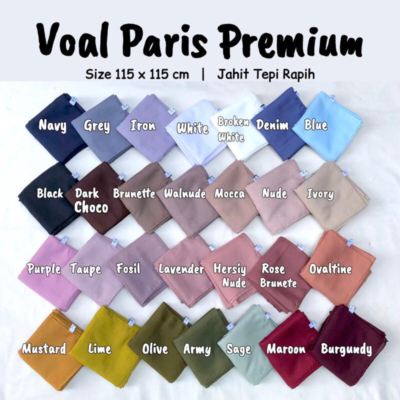 Jual Voal Paris Square / Hijab Segi Empat Voal Paris Premium by ...