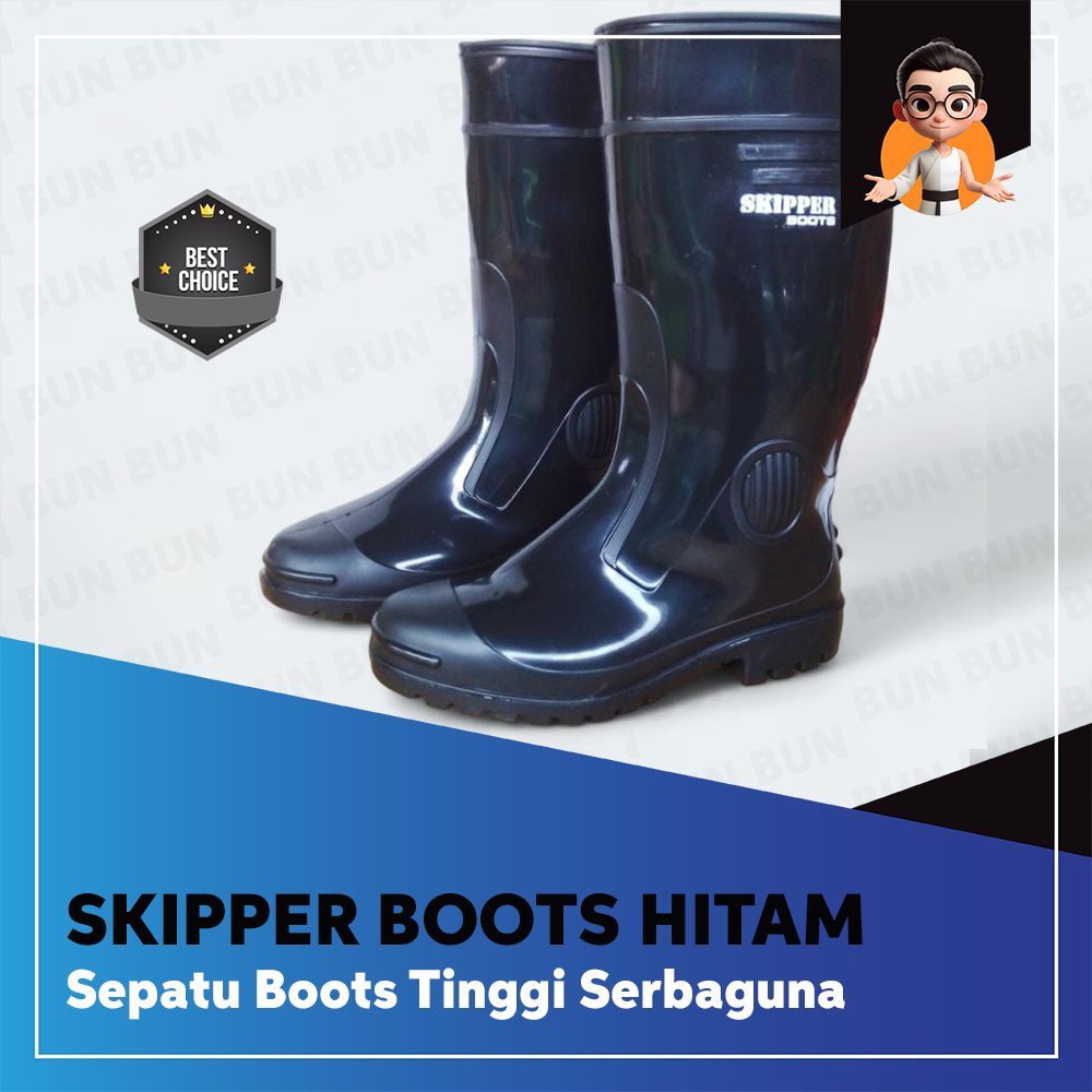 Jual SKIPPER BOOTS HITAM Sepatu Boots Tinggi Hitam Glossy - Sepatu Boot ...