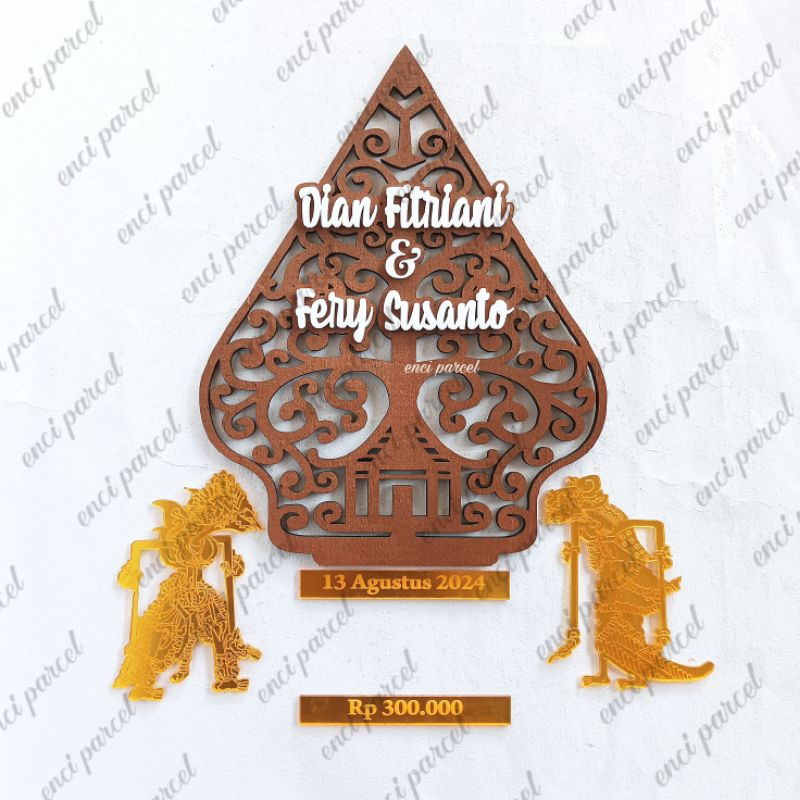 Jual kode 185 gunungan wayang nama akrilik putih rama sinta frame nama ...
