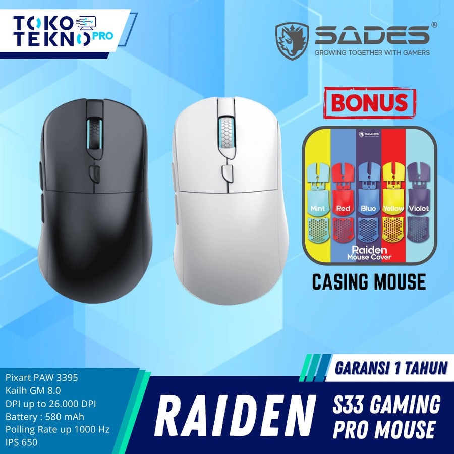 Jual Sades Raiden Pro S33 Mouse Gaming Wireless Modular Dual Mode | Shopee Indonesia