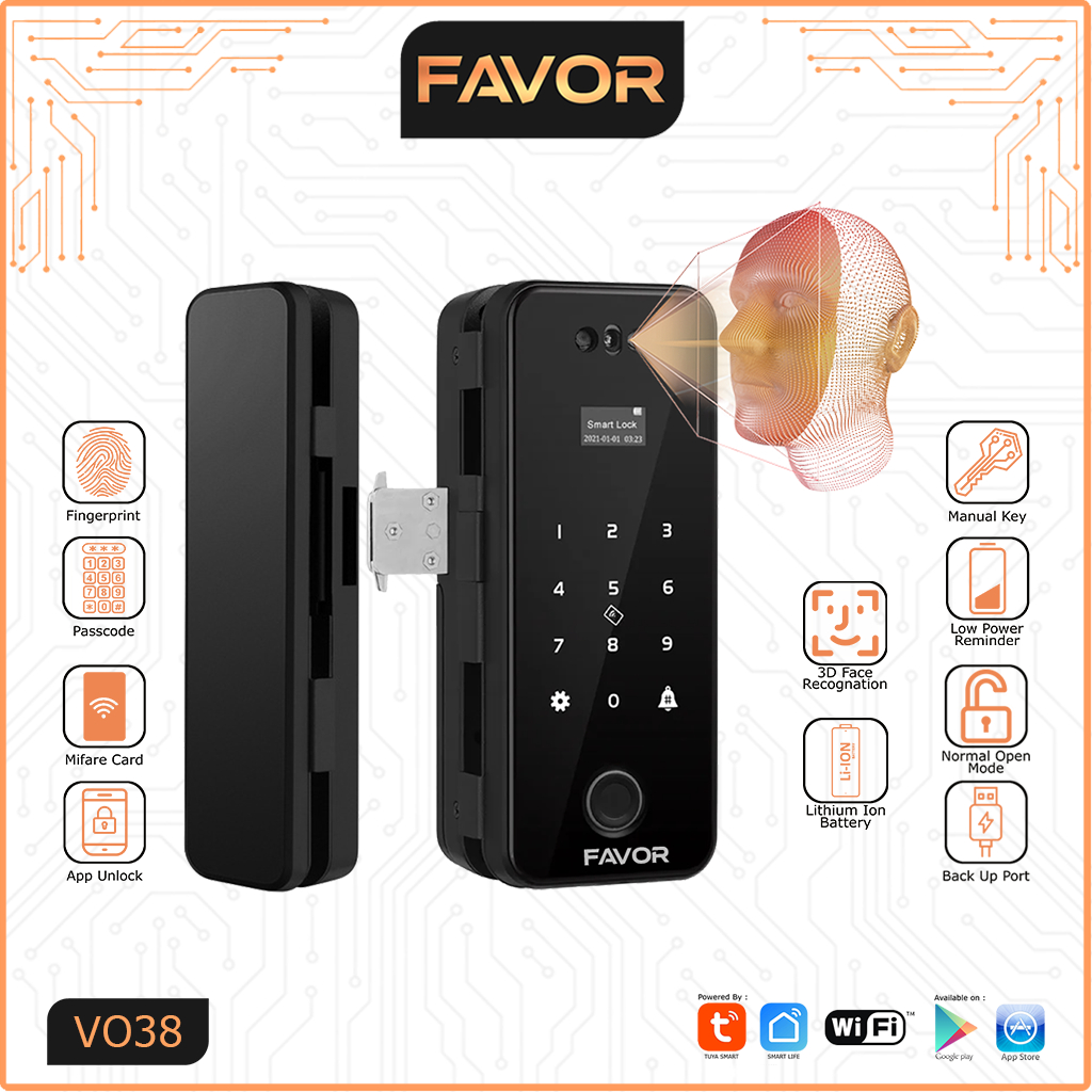 Jual FAVOR Smart Door Lock 3D Face Recognation,Kunci Pintu Digital ...