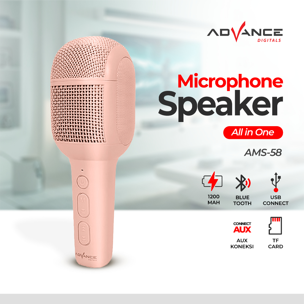 Jual Advance Speaker Mic AMS-58 Microphone Speaker Bluetooth Portable ...