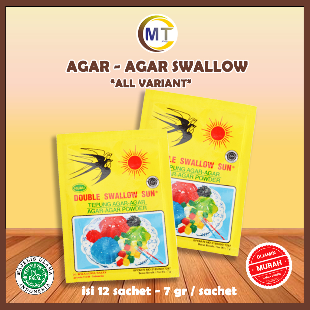 Jual Agar Agar Swallow 12 sachet 1 pack Tepung Agar Agar Double Swallow ...