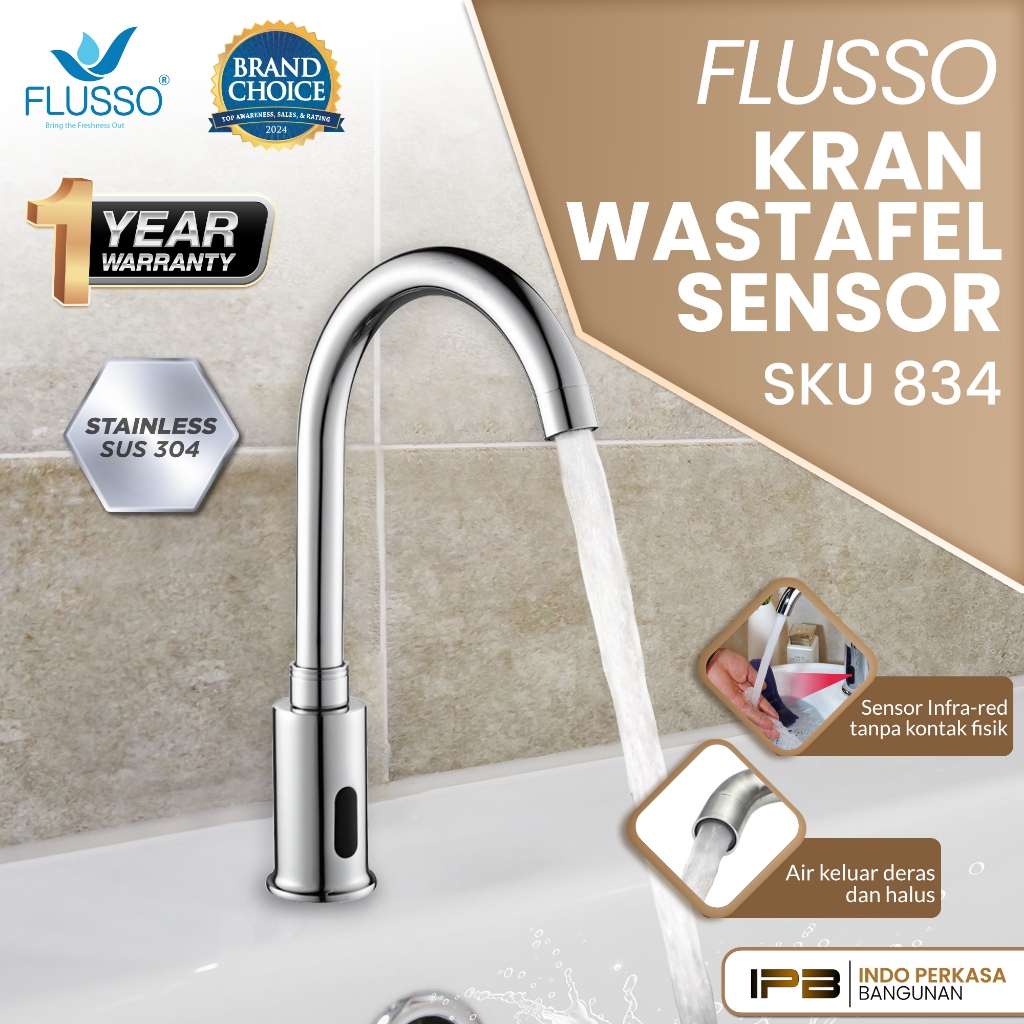 Jual FLUSSO KRAN SENSOR KERAN WASTAFEL OTOMATIS KRAN ANGSA WASTAFEL ...