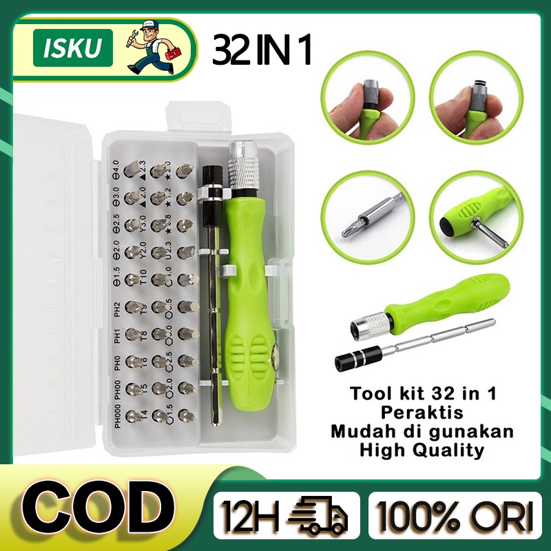 Jual ISKU Obeng Set 32 In 1 Obeng Hp Set Obeng Manual Lengkap Kecil Dan ...