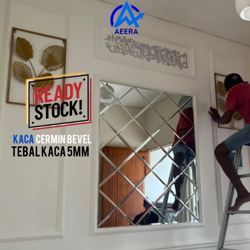 Jual paket ukuran 84cm x 140cm kaca bevel kaca cermin moulding tebal ...