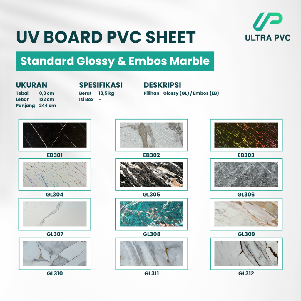 Jual UV BOARD PVC SHEET STANDARD GLOSSY/EMBOS MARBLE - HIASAN DINDING ...